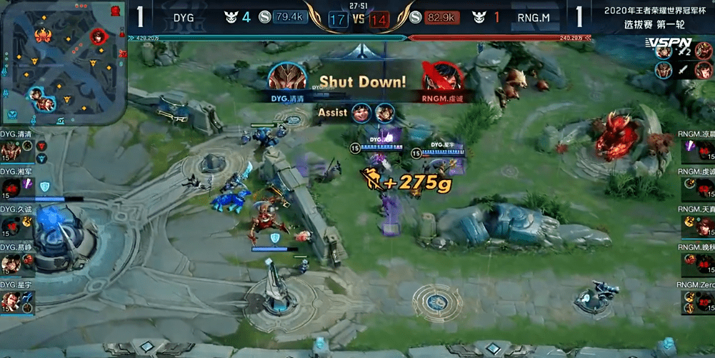 王者荣耀：冠军杯选拔赛太激烈了，DYG和RNG.M棋逢对手_双方