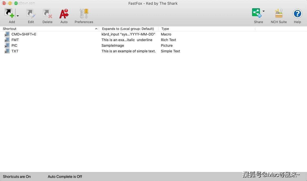 NCH FastFox for Mac(文字扩展器工具)_文本