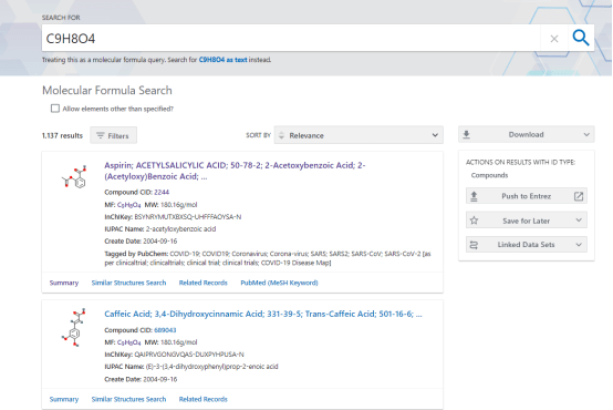 PubChem：有机小分子生物活性数据库_信息