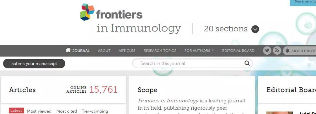 投稿选刊咨询|“Frontiers In Immunology”（免疫学前沿）_org