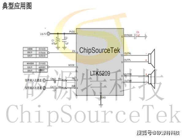 矽源特LTK5209是一款3Ω-7.9W、双声道F类音频功放。矽源特LTK5209耐压可达7V_模式_放大器_电路