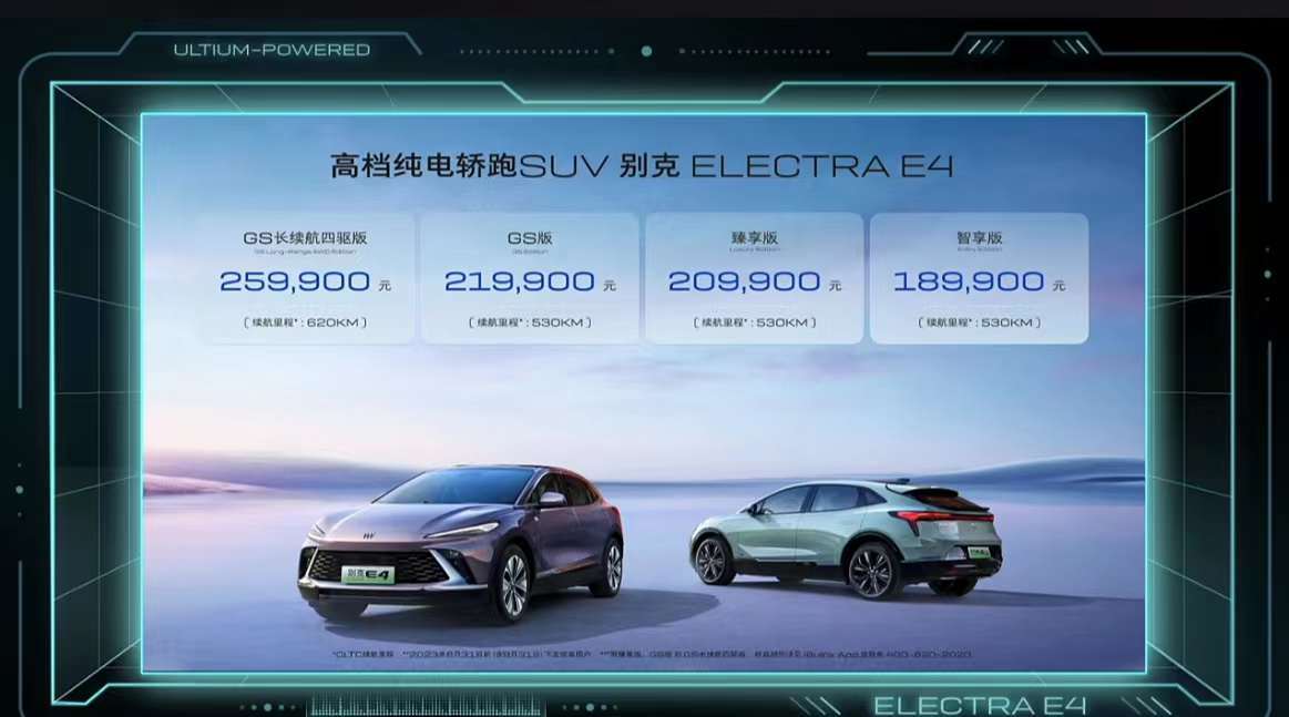 18.99万元起售，别克 ELECTRA E4低价破界，综合续航620km_搜狐汽车_搜狐网
