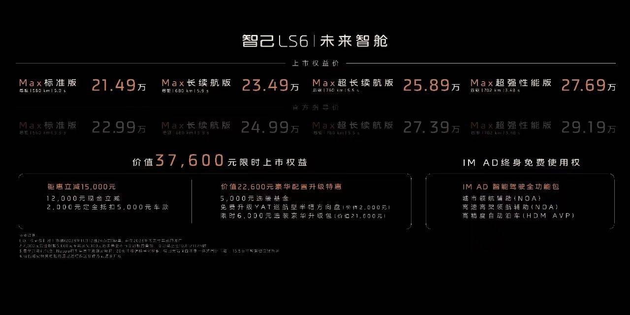 “超级爆品”智己LS6正式上市，上市权益价21.49万-27.69万元_搜狐汽车_搜狐网