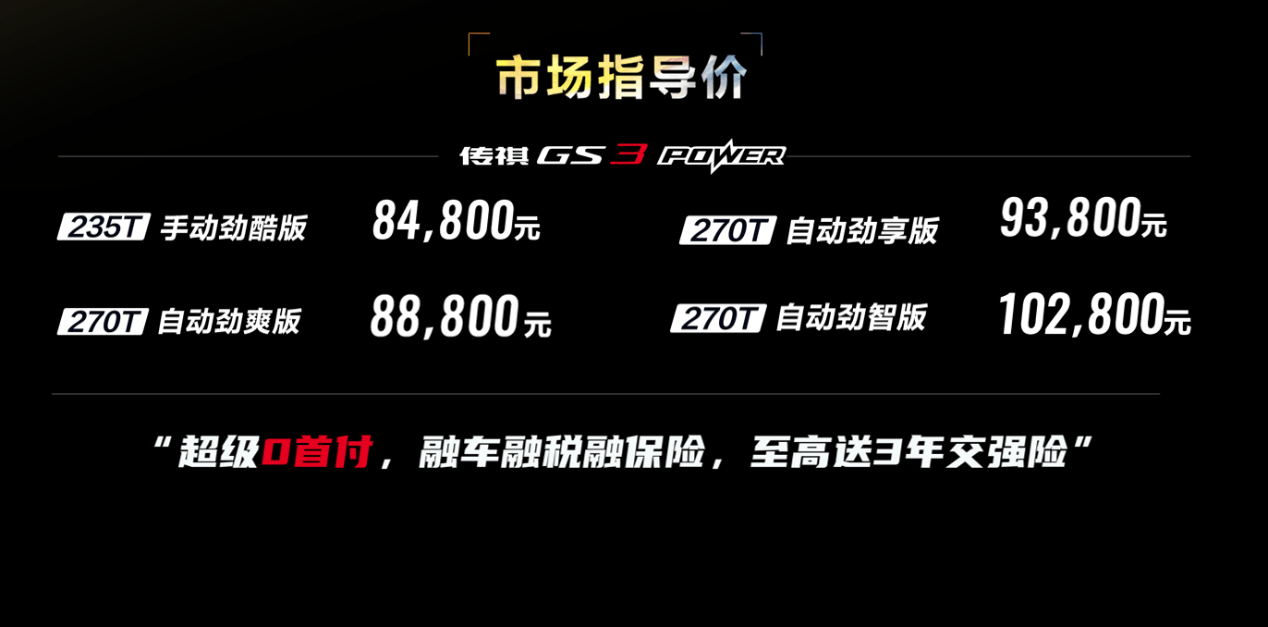 更精致的小型SUV，2022款传祺GS3 POWER售8.48万起_搜狐汽车_搜狐网