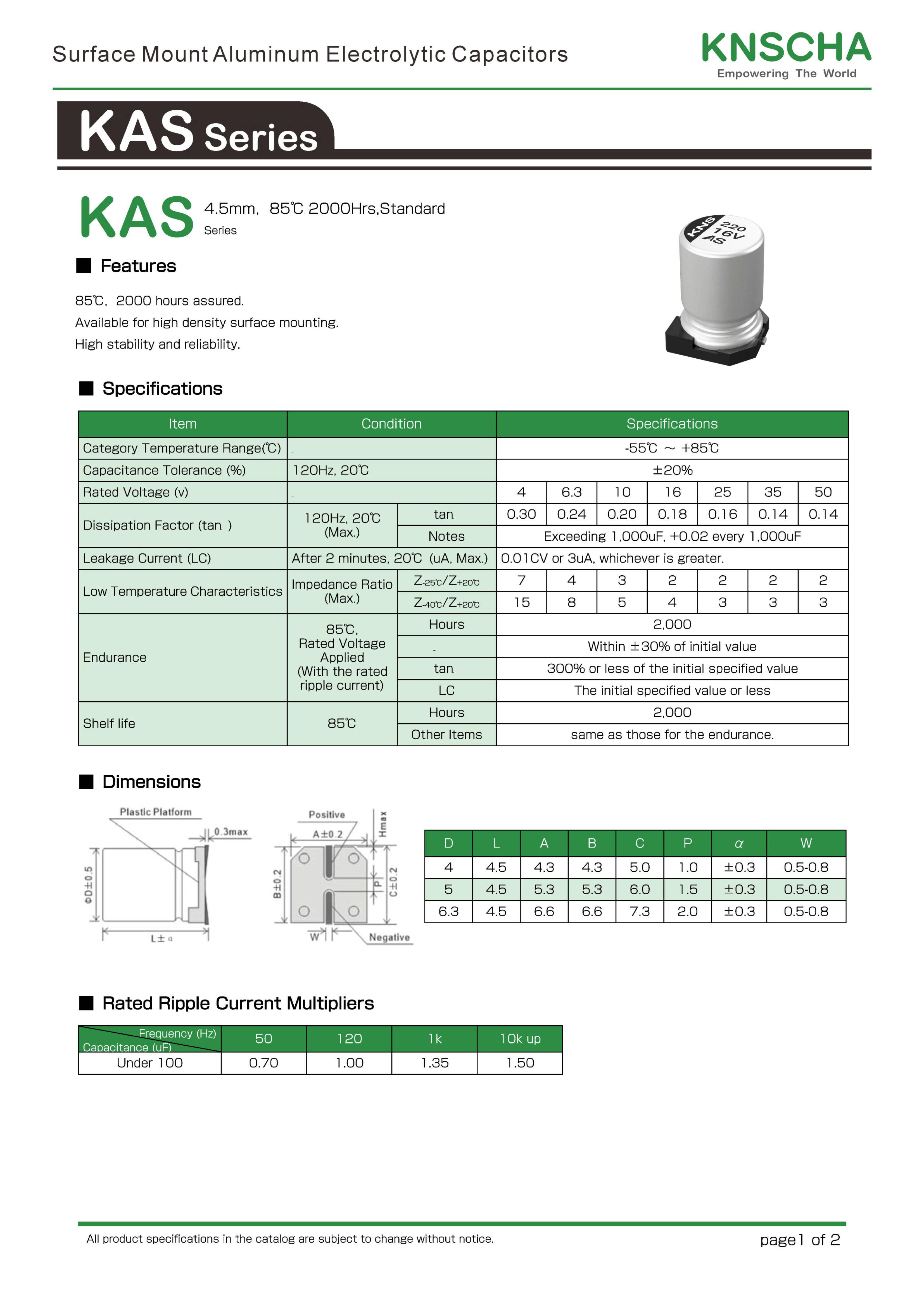 KNS AS贴片型铝电解电容 缩体高度4.5MM-搜狐大视野-搜狐新闻