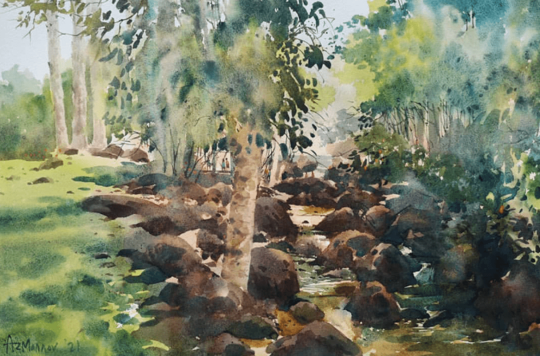 马来西亚水彩画家——Azman Nor作品欣赏（自然风光）_声明