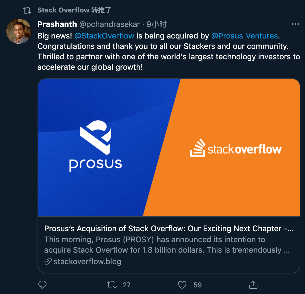 混沌初开，HarmonyOS 2正式到来；18亿！StackOverflow被收购；OceanBase全面开源 | 一周IT资讯_Prosus