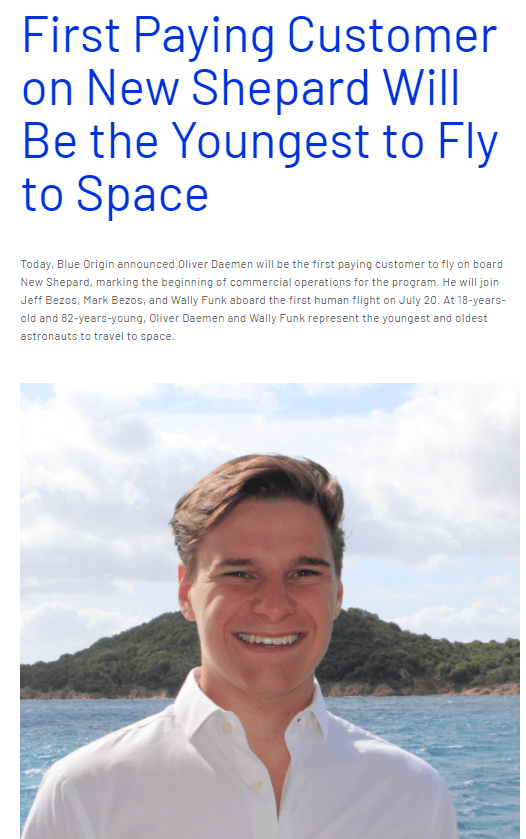 Bezos Bringing an 18 Year Old Twink to Space On His Flight