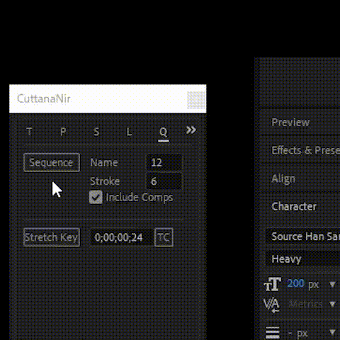 中文汉化AE脚本-文字分离形状切割切片手写动画脚本Aescripts CuttanaNir v1.1 Win/Mac +视频教程_资源