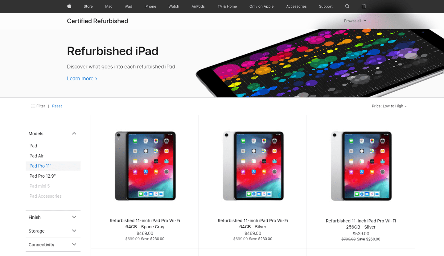 苹果2022新品发布后，翻新款 11英寸 iPad Pro（2018）在美国降价_Apple_人民币_价格