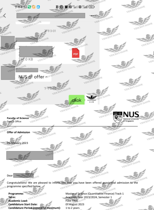 2023 VH Offer | 新国立量化金融offer！恭喜VH学员获录NUS QF！_分析_管理_项目