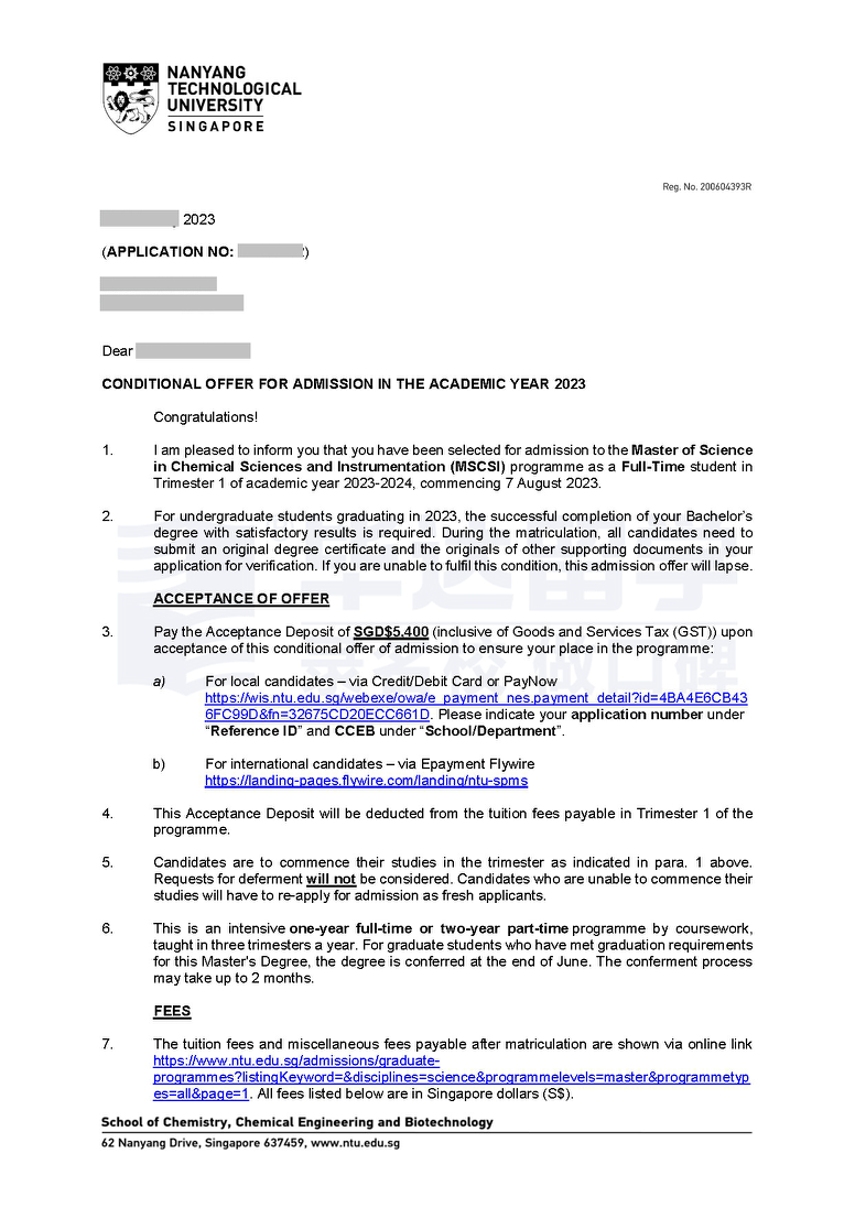 2023捷报 | GPA3.0再获南洋理工青睐，此前已揽3枚新国立录取！_化学_项目_科学