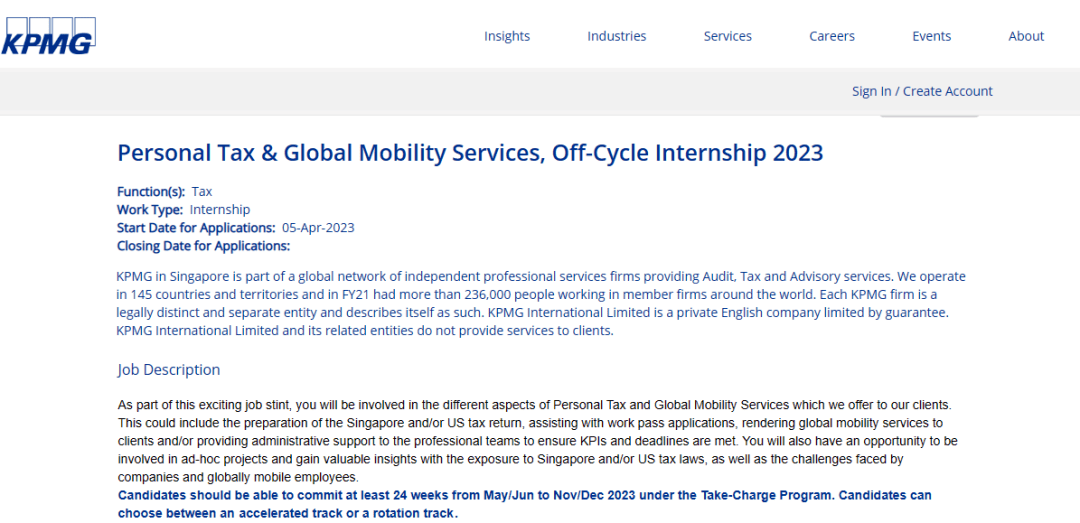 实习 | KPMG 2023 Off-Cycle Intern随时关岗，23-26届可申_strong_求职_chance