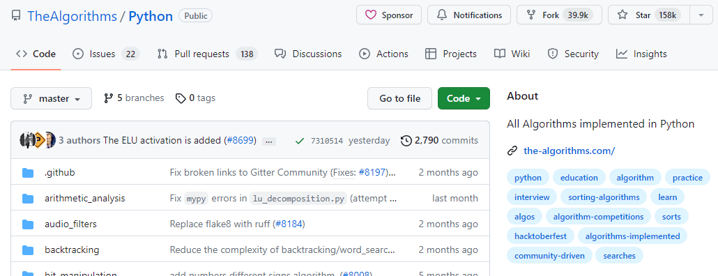 Github 标星 16w，如何用 Python 实现所有算法？序列部分代码
