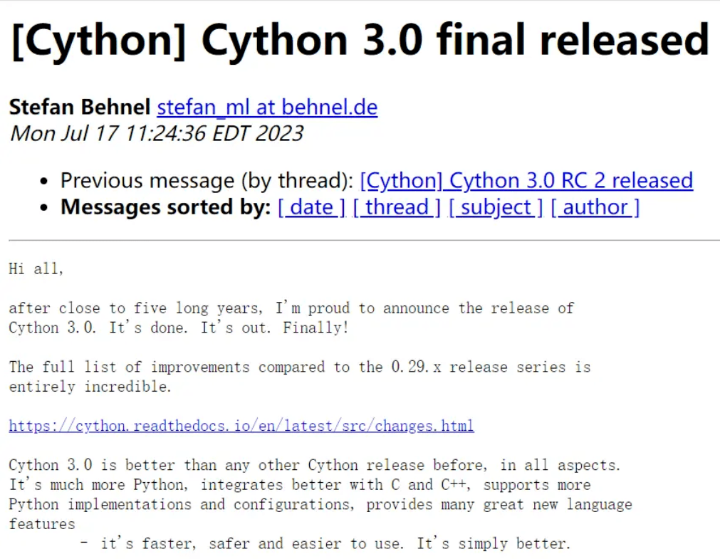 历时五年，Cython 3.0正式发布_支持_NumPy_代码