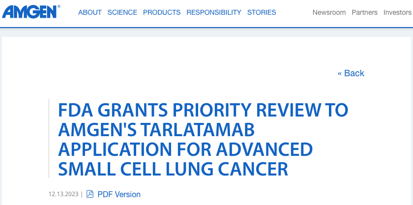 全球首款！安进 DLL3/CD3 双抗上市申请获 FDA 优先审评_治疗_临床_研究